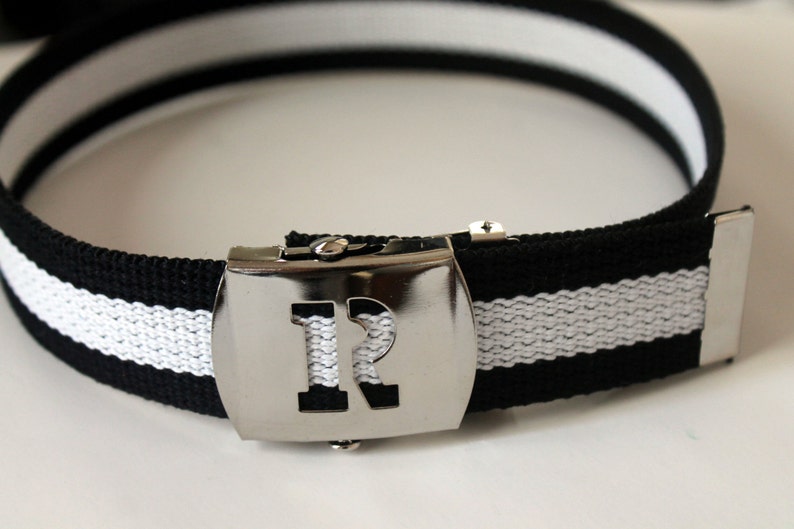 Black and White Stripe Letter Belt Kids Buckle Belt Slide - Etsy