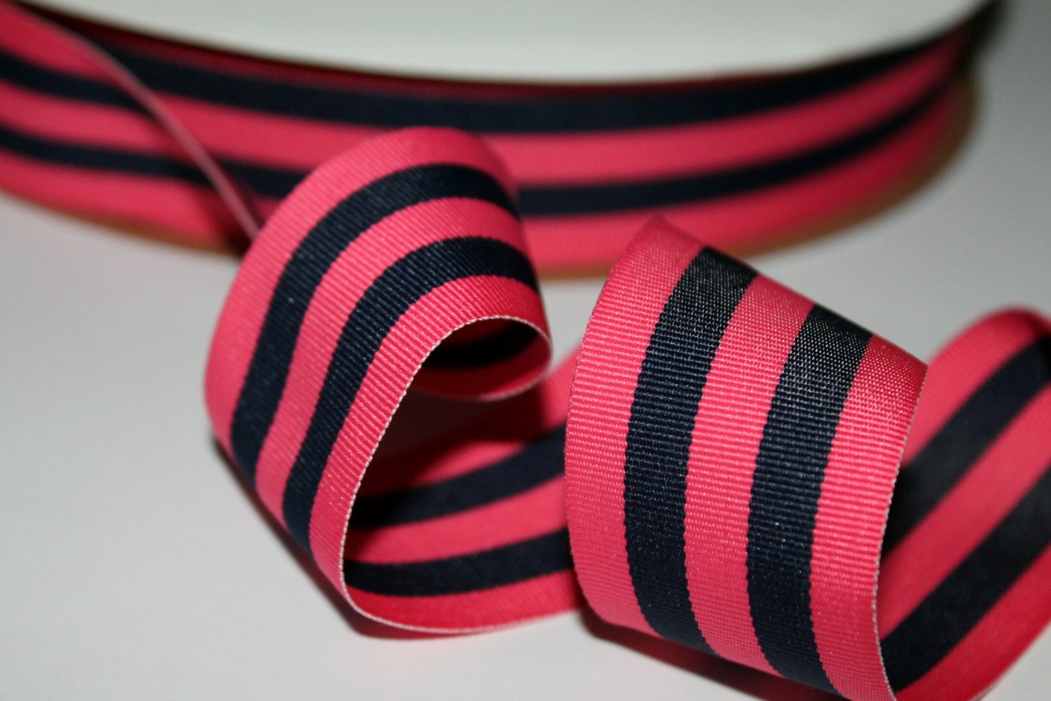 Pink and Navy Ribbon Wide Striped Ribbon Wide Grosgrain Ribbon - Etsy
