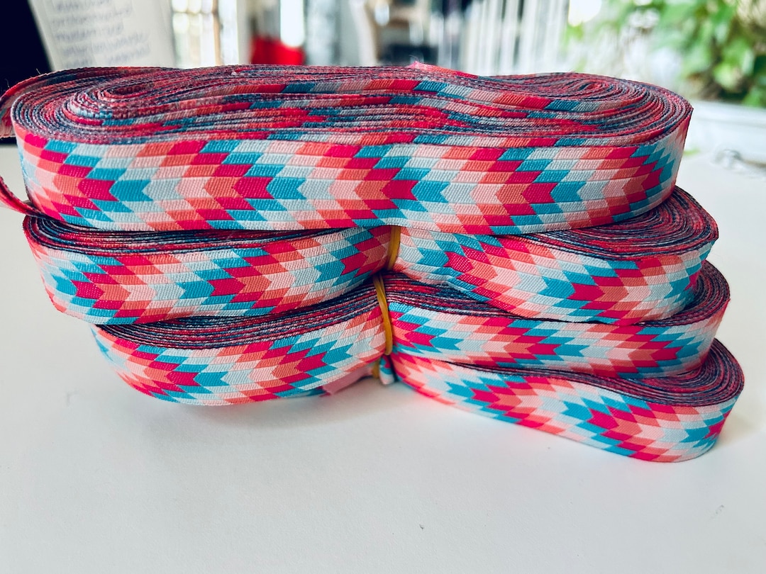 Aztec Pattern Ribbon, Turquoise and Pink Woven Ribbon 7/8 Wide - Etsy