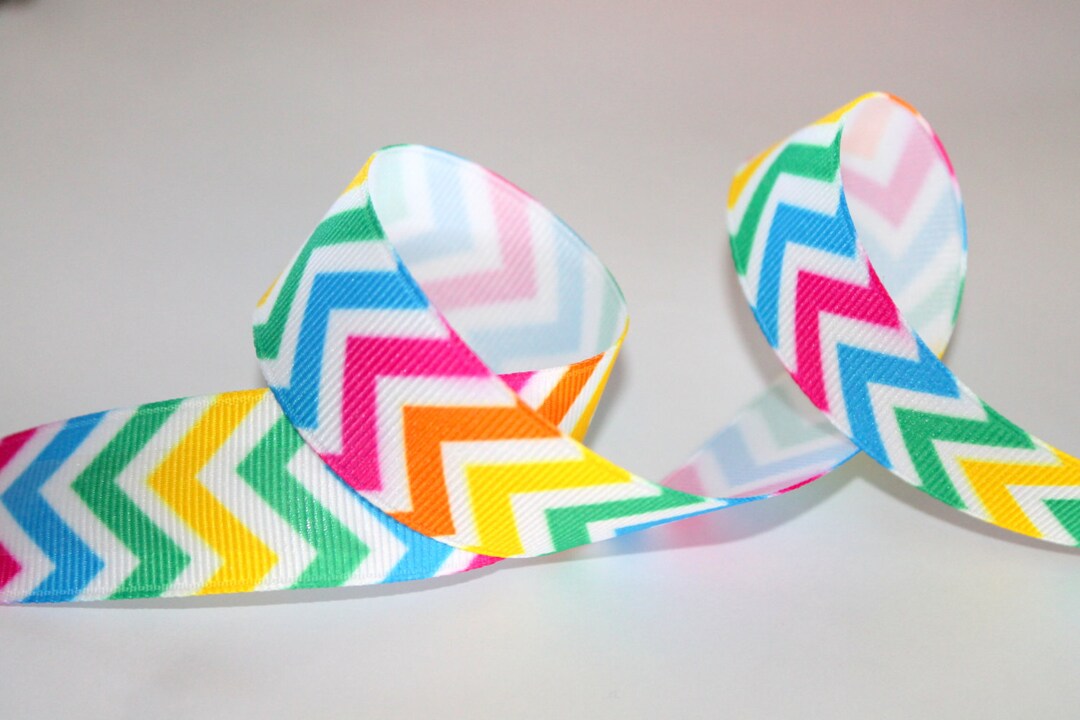 Rainbow Chevron Ribbon 7/8 Inch, 10 or 20 Yards Rainbow Neon - Etsy