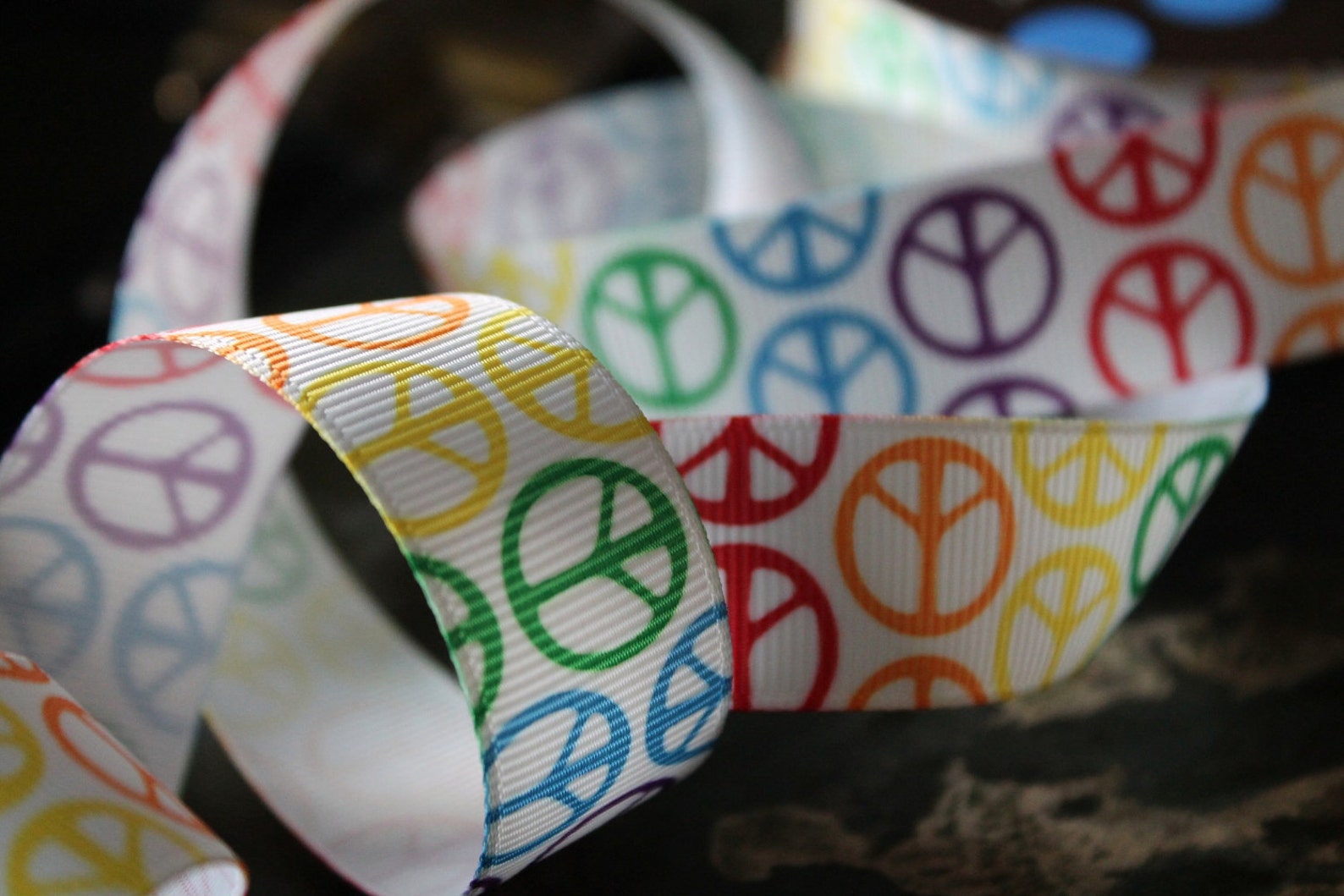 Rainbow Ribbon 7/8 Inch PEACE SIGN Red Yellow Orange - Etsy