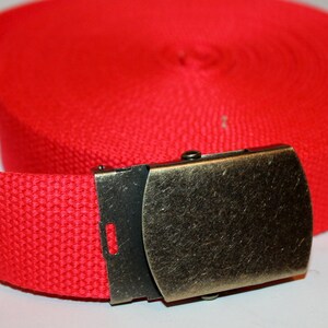 Wide Red Belt Webbing Belt Red Ladies Mens D Ring or Slide Buckle 1.5 ...