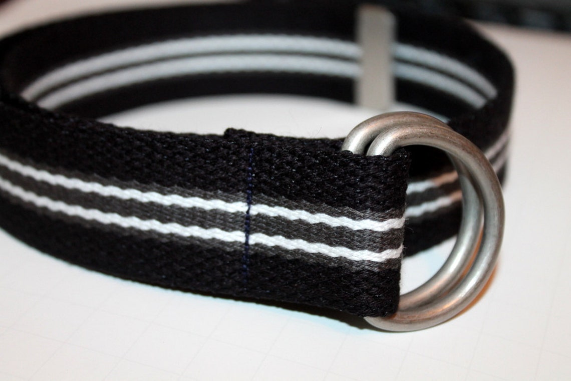 Black Striped Webbing Belt Men Ladies Belt 1.25" Wide Black Stripe ...