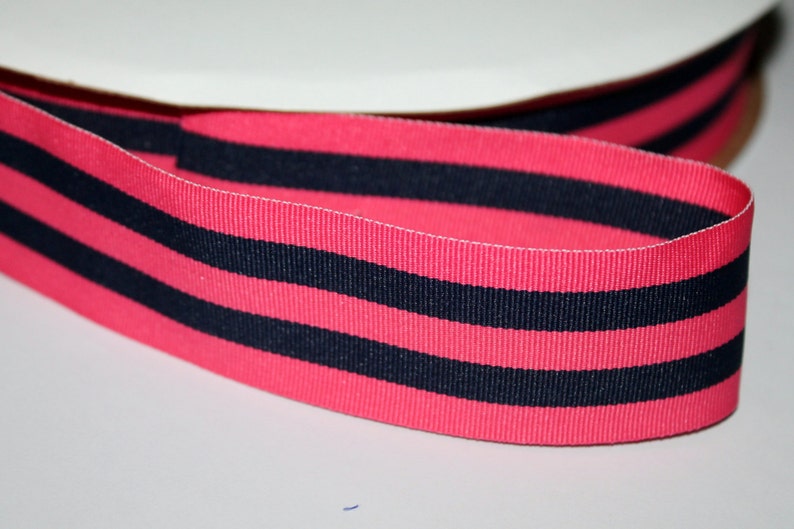 Pink and Navy Ribbon Wide Striped Ribbon Wide Grosgrain Ribbon - Etsy