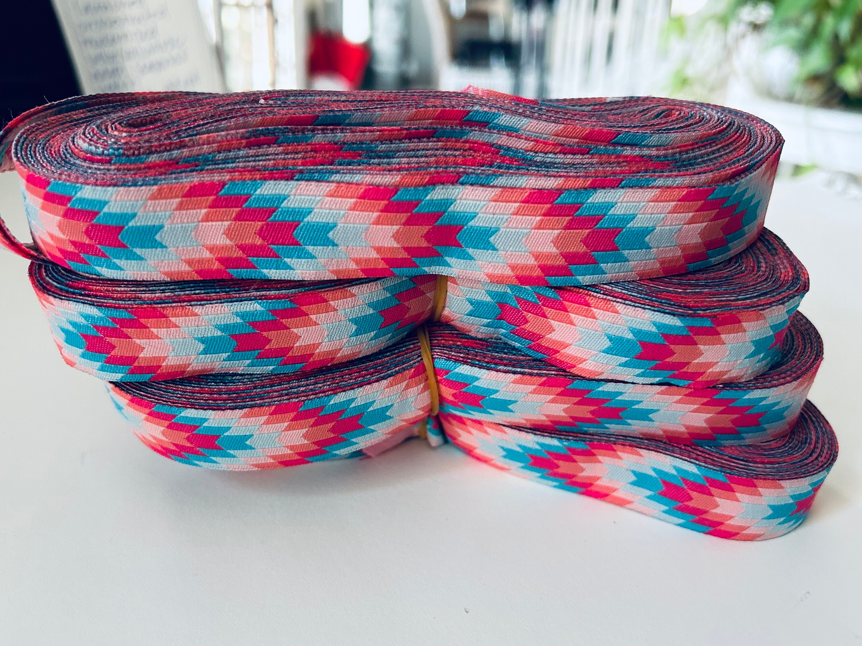 Aztec Pattern Ribbon, Turquoise and Pink Woven Ribbon 7/8 Wide - Etsy