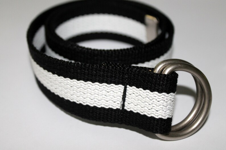 Striped Webbing Belt Black and White Men Ladies Belt | Etsy