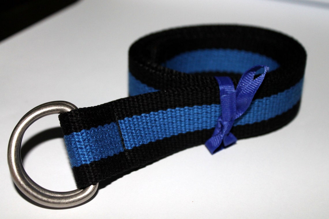Striped Webbing Belt Black and Blue D Ring Striped D Ring Belt Royal ...