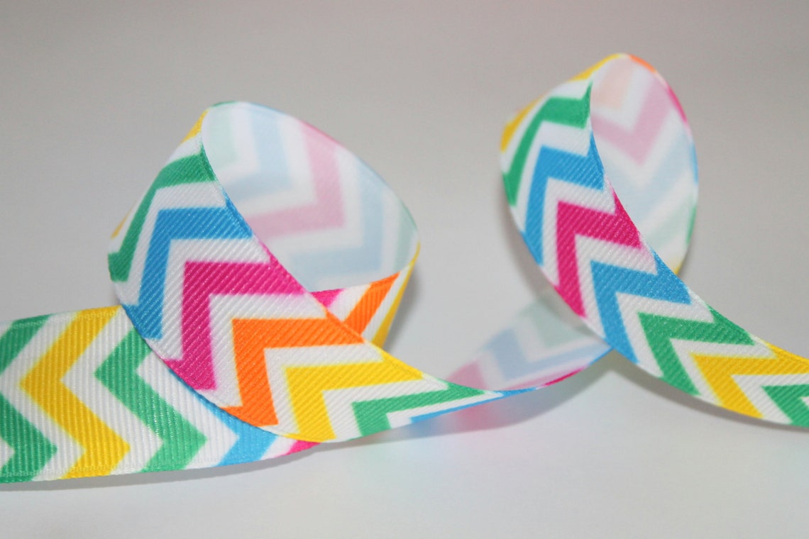 Rainbow Chevron Ribbon 7/8 Inch 10 or 20 Yards Rainbow Neon - Etsy