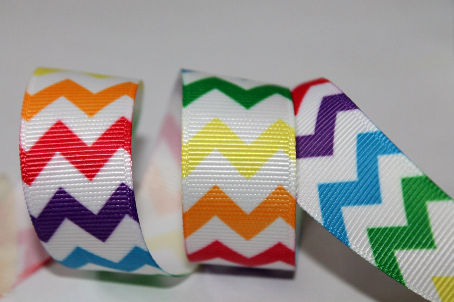 Rainbow Chevron Ribbon 7/8 Inch, Rainbow Grosgrain Primary Color Ribbon ...