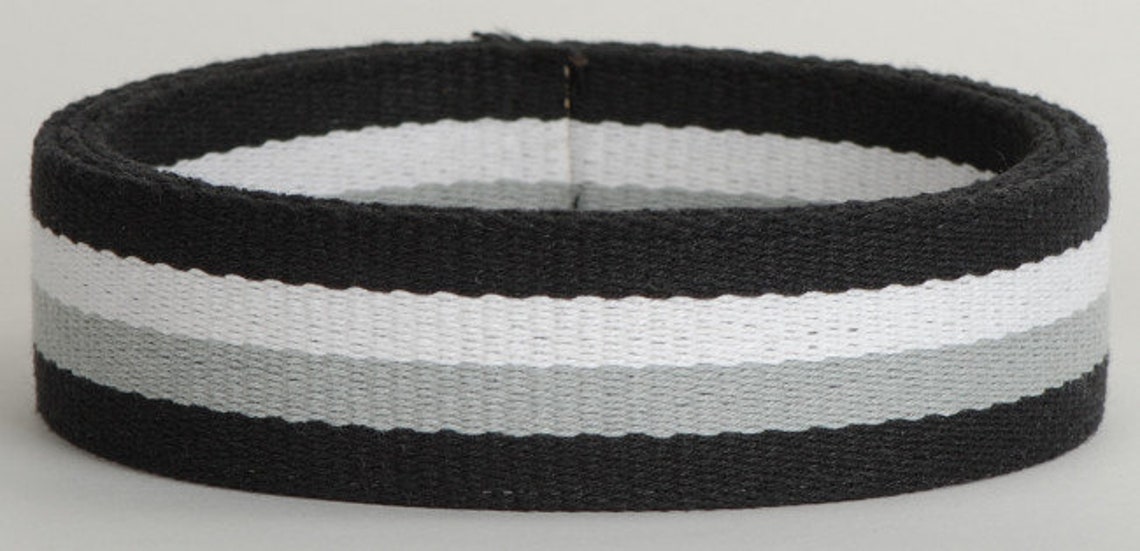 Black and Grey Belt Striped Adult Belt 1.5" Belt Black and White Stripe ...