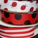Ladybugs, Polka Dots Ribbon Set Red and Black Stripes Red and Black - Etsy