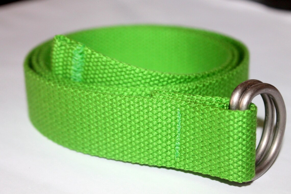 Lime Green Belt Webbing Belt Men Women 1.25" Wide D Ring of Slide ...