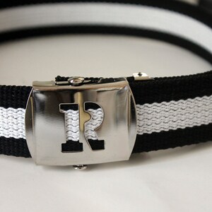 Black and White Stripe Letter Belt Kids Buckle Belt Slide Buckle Belt ...