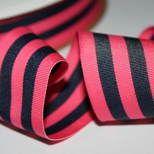 Pink and Navy Ribbon Wide Striped Ribbon Wide Grosgrain Ribbon Pink and ...