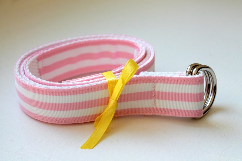 Girls Ribbon Belt Pink Stripe Belt PInk and White Stripe Belt | Etsy