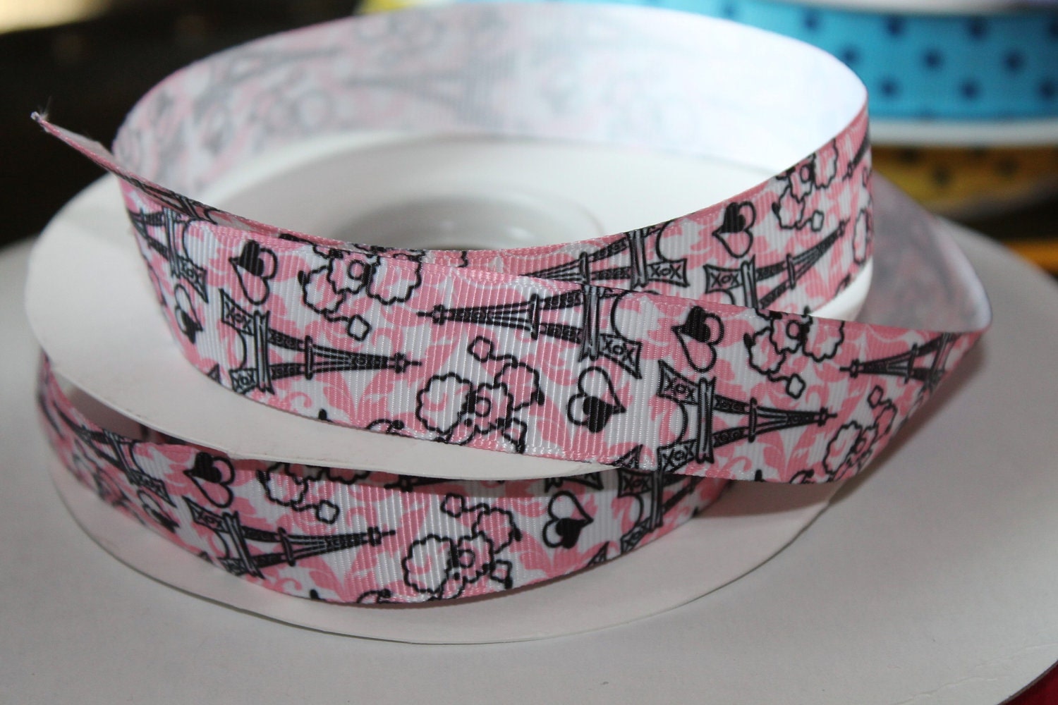 Paris Ribbon French Poodle Eiffel Tower 7/8 Wide Pink - Etsy