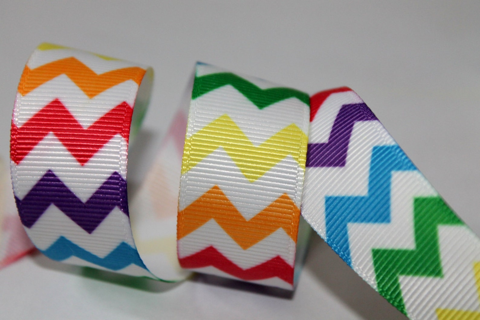 Rainbow Chevron Ribbon 7/8 Inch Rainbow Grosgrain Primary - Etsy