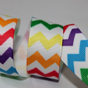 Rainbow Chevron Ribbon 7/8 Inch, Rainbow Grosgrain Primary Color Ribbon ...