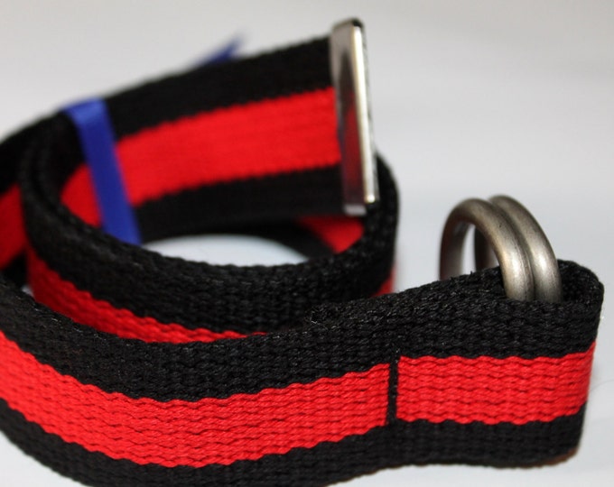 Kids Red and Black Belt Boys Stripe Webbing Belt D Ring Belt for Kids ...