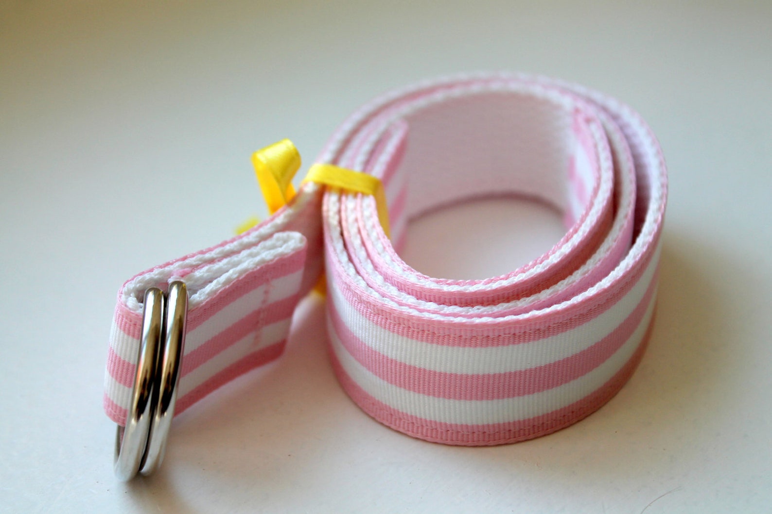 Girls Ribbon Belt Pink Stripe Belt Pink and White Stripe Belt - Etsy
