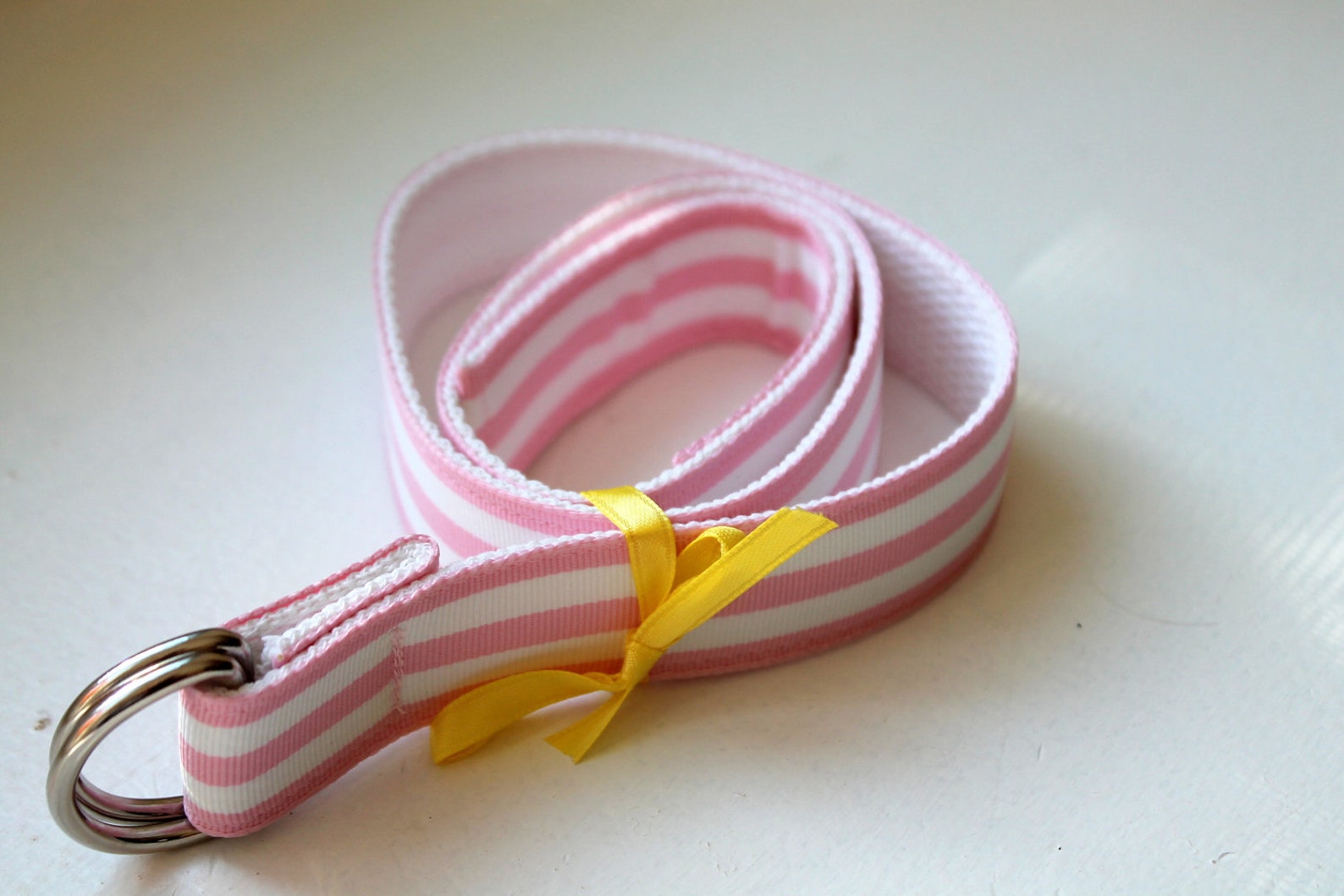 Girls Ribbon Belt Pink Stripe Belt Pink and White Stripe Belt - Etsy