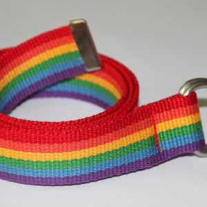 Rainbow Webbing Belt D Ring 1.25" Wide Large Rainbow Belt Mens Rainbow ...