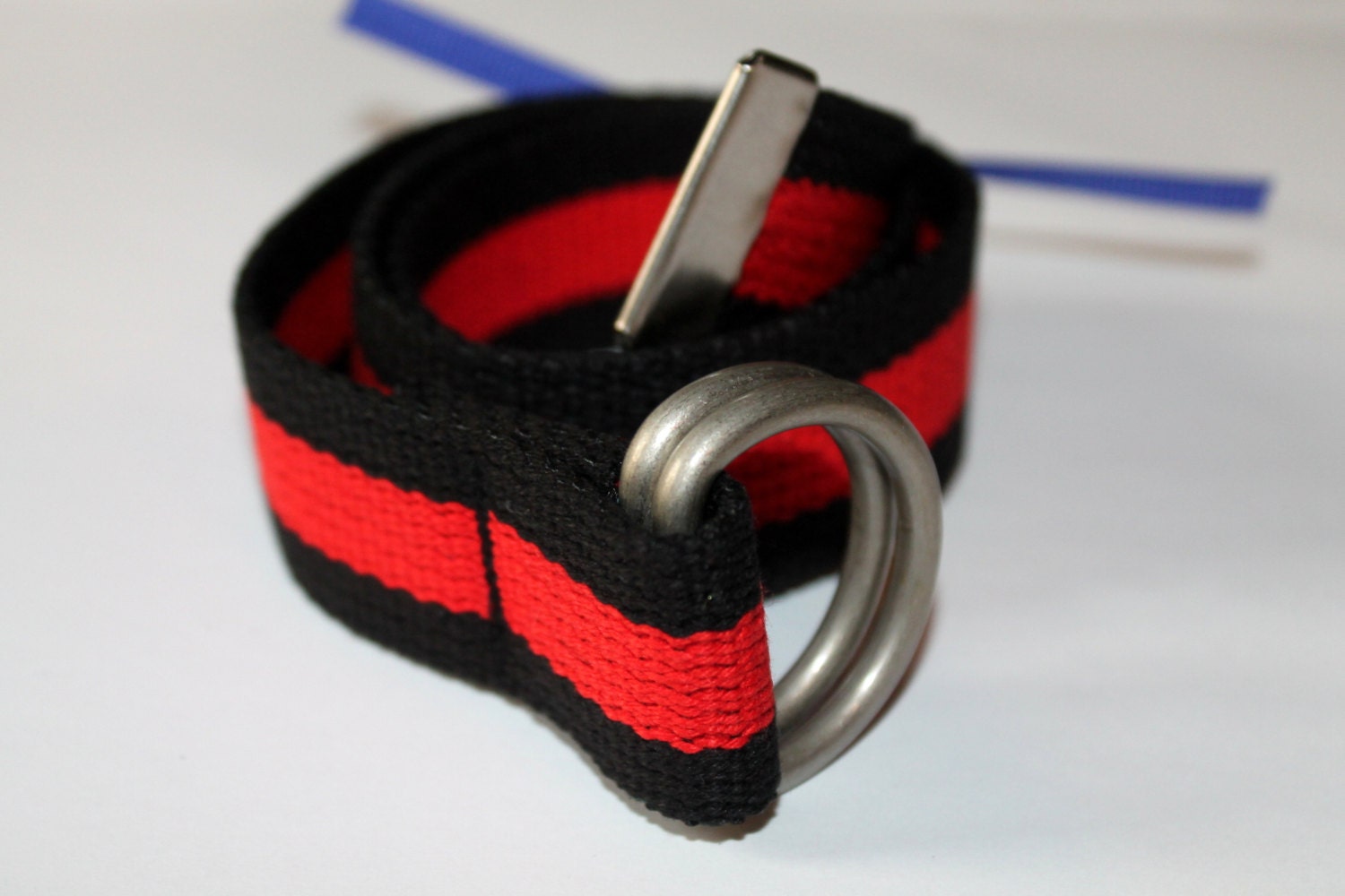 Kids Red and Black Belt Boys Stripe Webbing Belt D Ring Belt for Kids ...