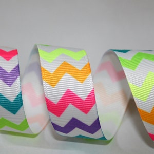 Neon Chevron Ribbon 7/8 Inch 10 or 20 Yards Rainbow Ribbon Neon Rainbow ...