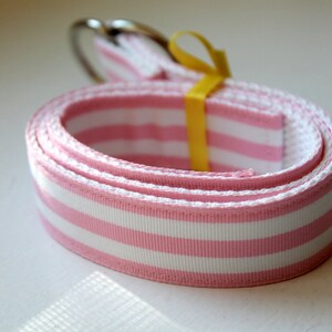 Girls Ribbon Belt Pink Stripe Belt Pink and White Stripe Belt Light ...