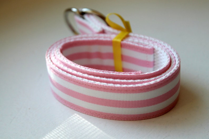 Girls Ribbon Belt Pink Stripe Belt PInk and White Stripe Belt | Etsy