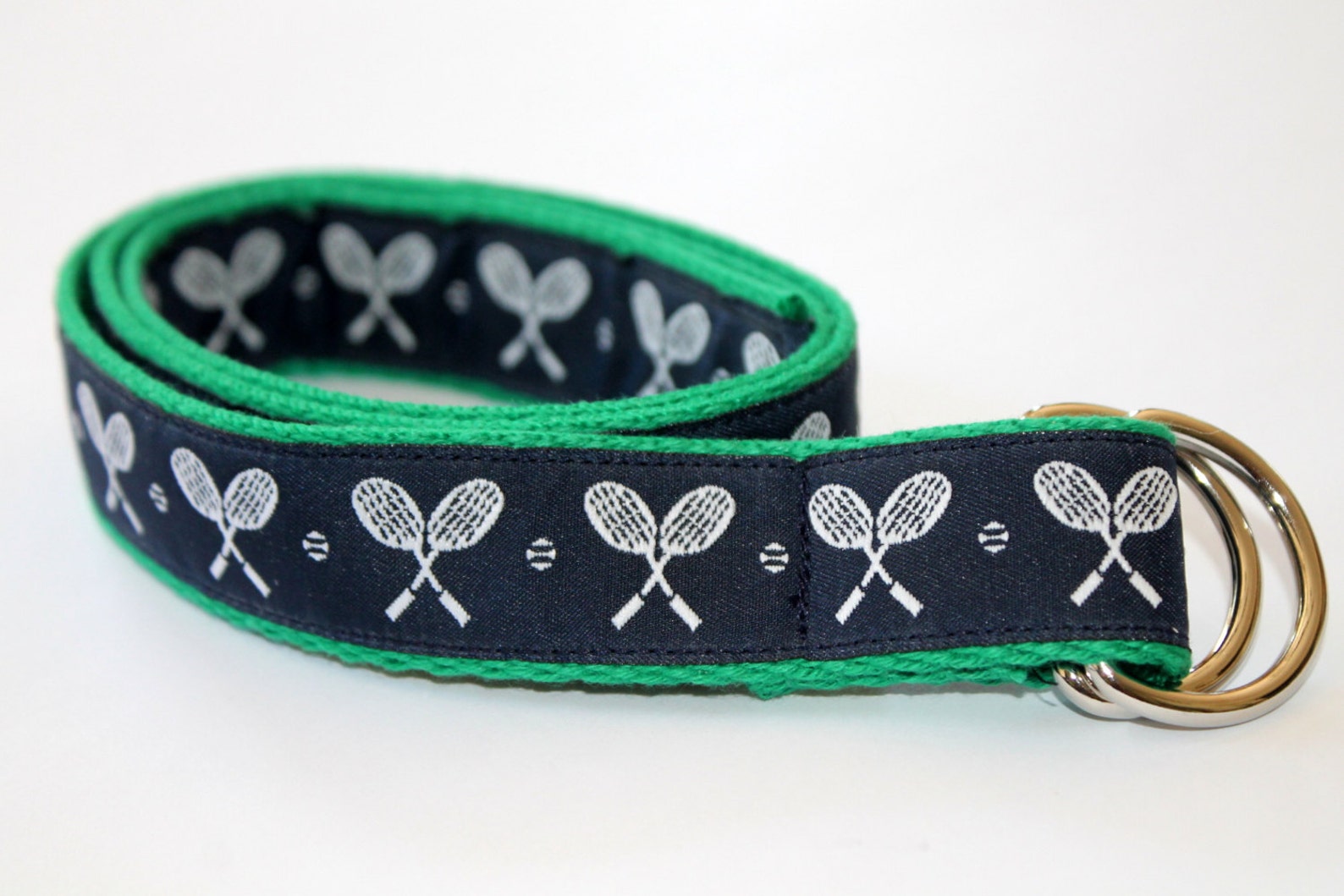 Tennis Belt Navy and Green Ladies Tennis Belt Mens Tennis Belt Green ...