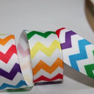 Rainbow Chevron Ribbon 7/8 Inch, Rainbow Grosgrain Primary Color Ribbon ...