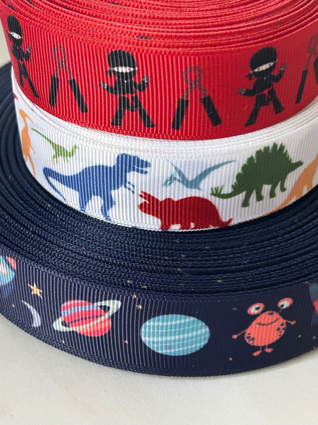 Boys Ribbon Dinosaur Ribbon, Ninja Ribbon, Planet Ribbon Space Theme ...