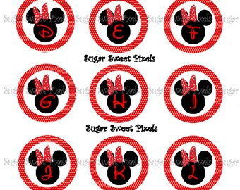 INSTANT DOWNLOAD Mouse Ears Alphabet Numbers Images 1 Inch | Etsy