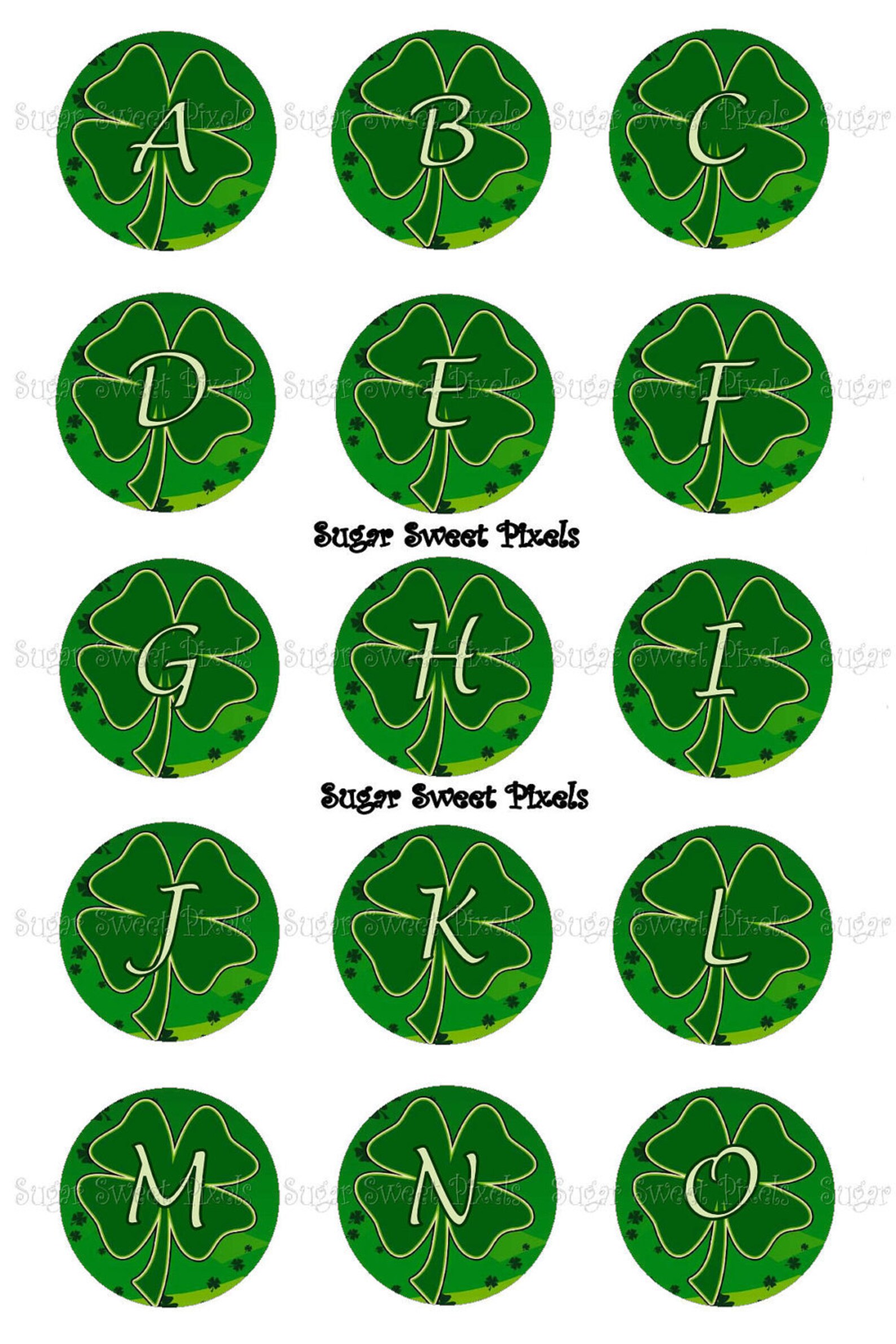 INSTANT DOWNLOAD St Patricks Day Clover Alphabet 1inch Circle - Etsy