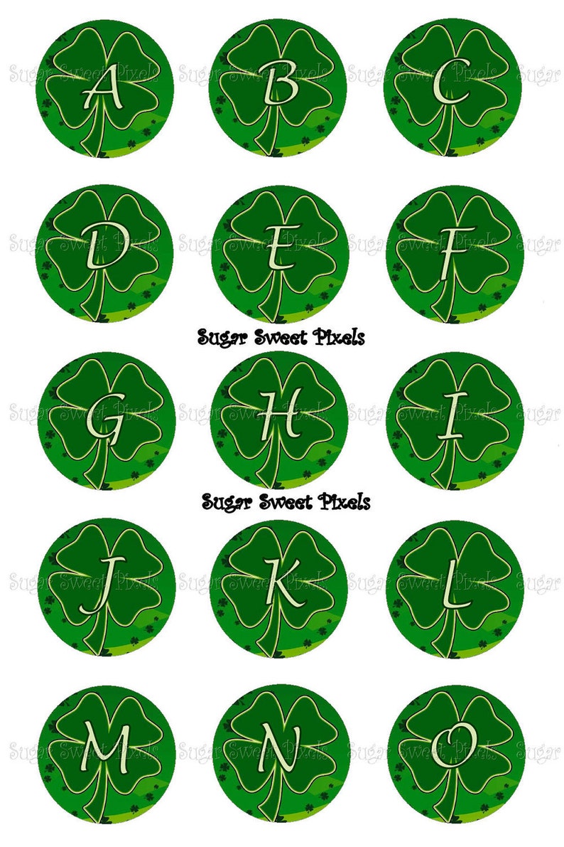 INSTANT DOWNLOAD St Patricks Day Clover Alphabet 1inch Circle - Etsy