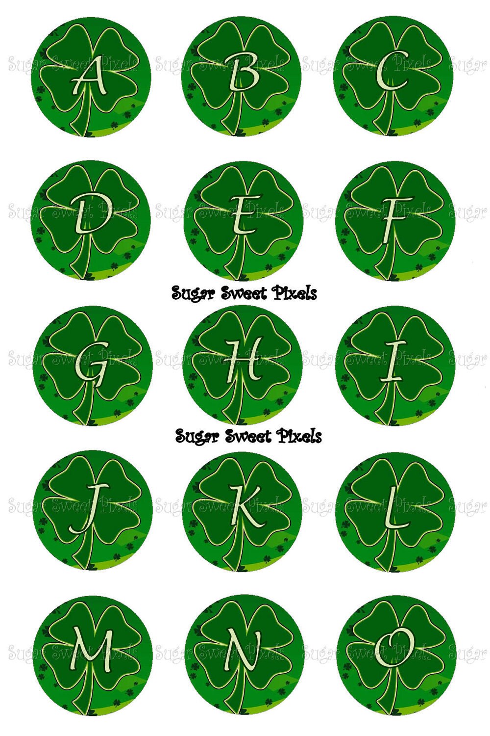 INSTANT DOWNLOAD St Patricks Day Clover Alphabet 1inch Circle | Etsy