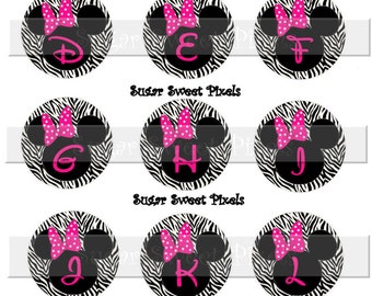INSTANT DOWNLOAD Hot Pink Zebra Alphabet Font 1 Inch Circle - Etsy