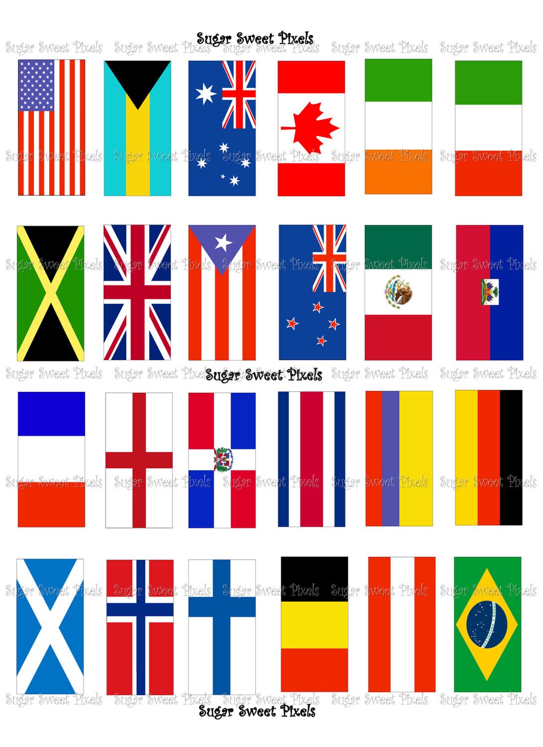 INSTANT DOWNLOAD Country Flags Digital Rectangle Domino Size - Etsy