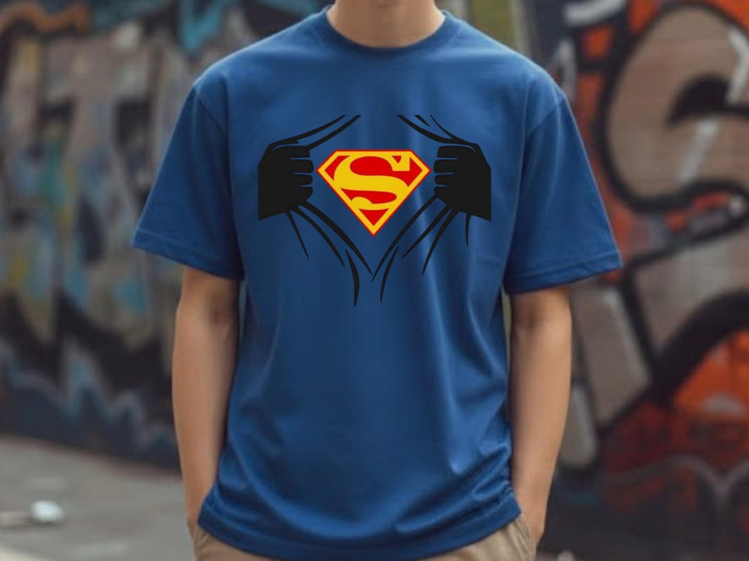 Superhero Chest Reveal T-shirt - Super S Logo Graphic Tee - Secret ...