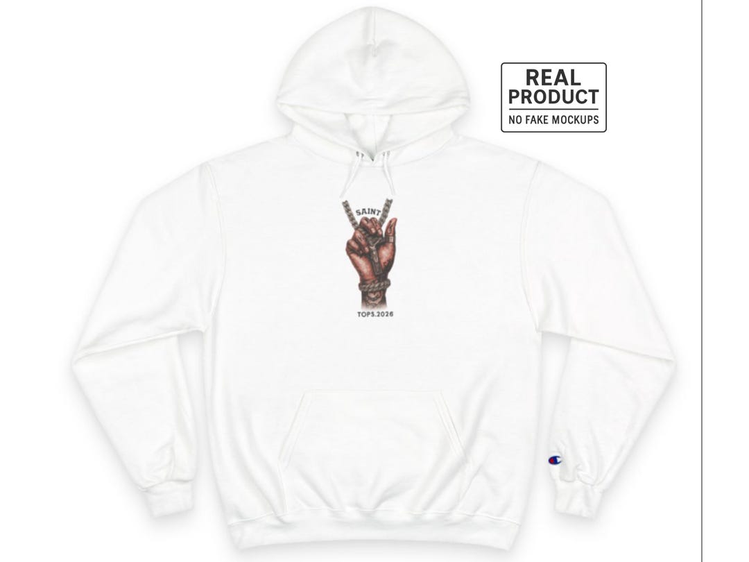 Raised Fist Peace Sign Champion Hoodie | Small Chest Graphic, White ...