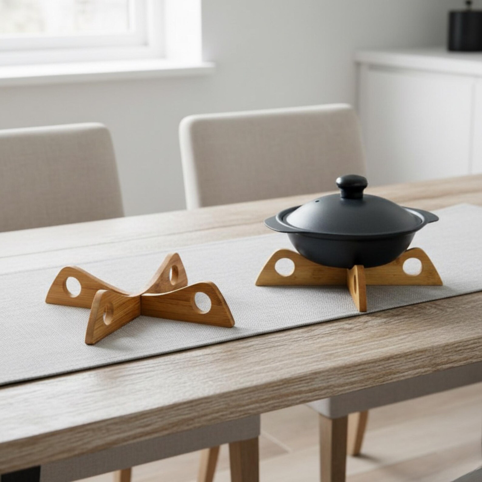 Bamboo Wooden Trivet Hot Pot Stand | Minimalist Heat Resistant Cross ...