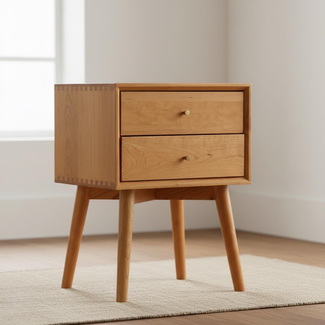Solid Wood Bedside Table Nightstand | Mid Century Modern Wooden Side ...