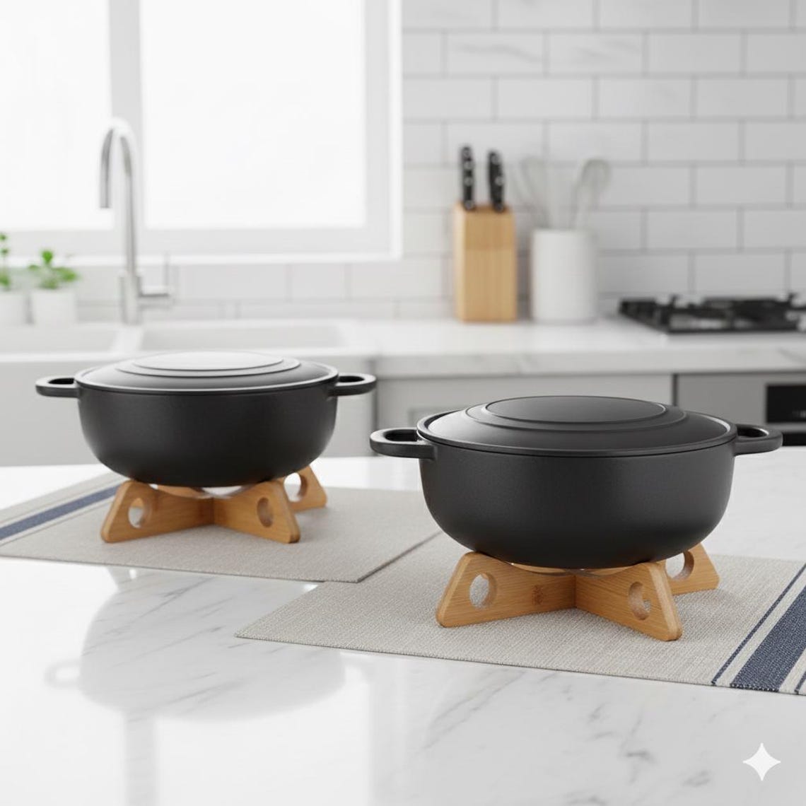 Bamboo Wooden Trivet Hot Pot Stand | Minimalist Heat Resistant Cross ...