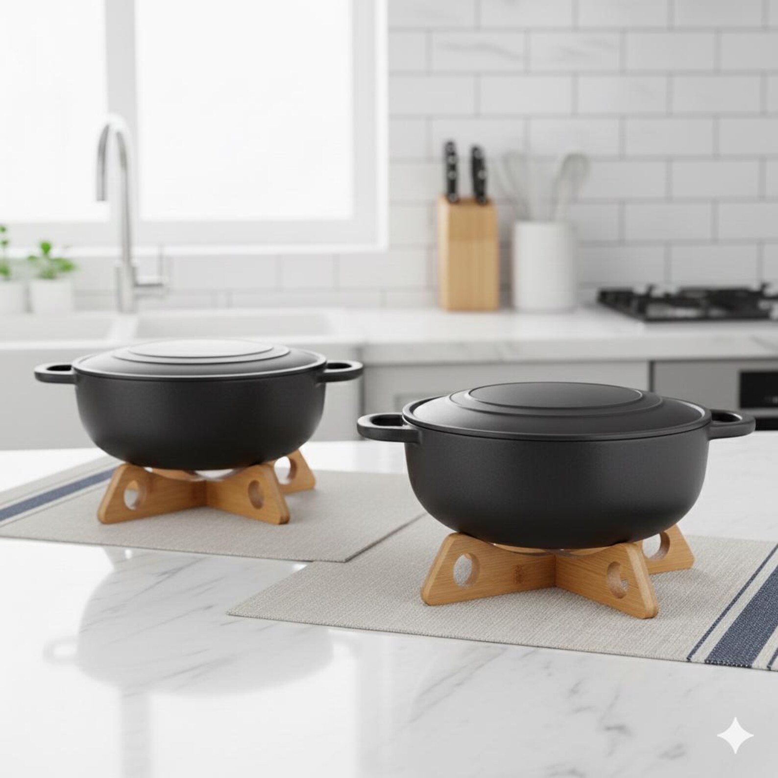 Bamboo Wooden Trivet Hot Pot Stand | Minimalist Heat Resistant Cross ...