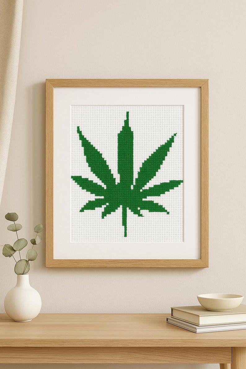 Marijuana Leaf Cross Stitch Pattern | Small Beginner Cross Stitch PDF ...