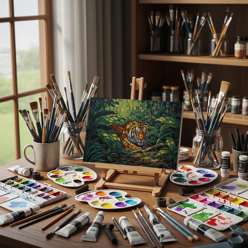 Tiger Painting, Jungle Paint, Pain by Numbers, Wild Forest Canvas ...