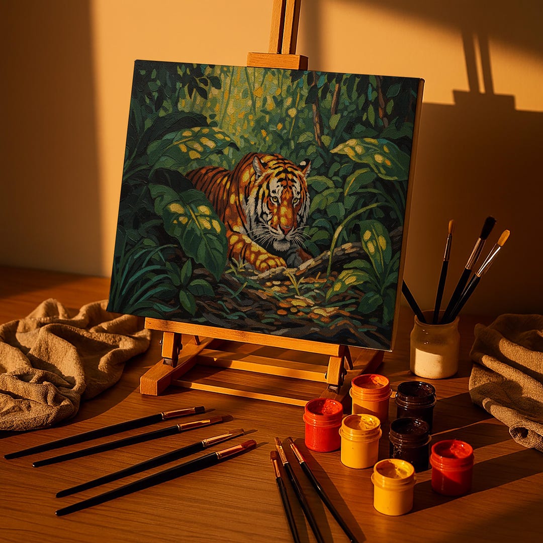 Tiger Painting, Jungle Paint, Pain by Numbers, Wild Forest Canvas ...