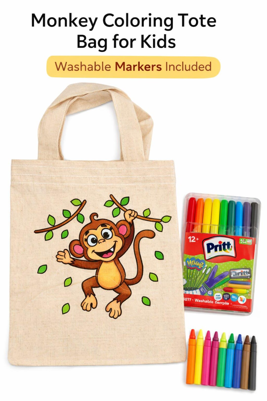 Monkey Coloring Tote Bag for Kids - Creative Gift - Birthday Gift - Etsy