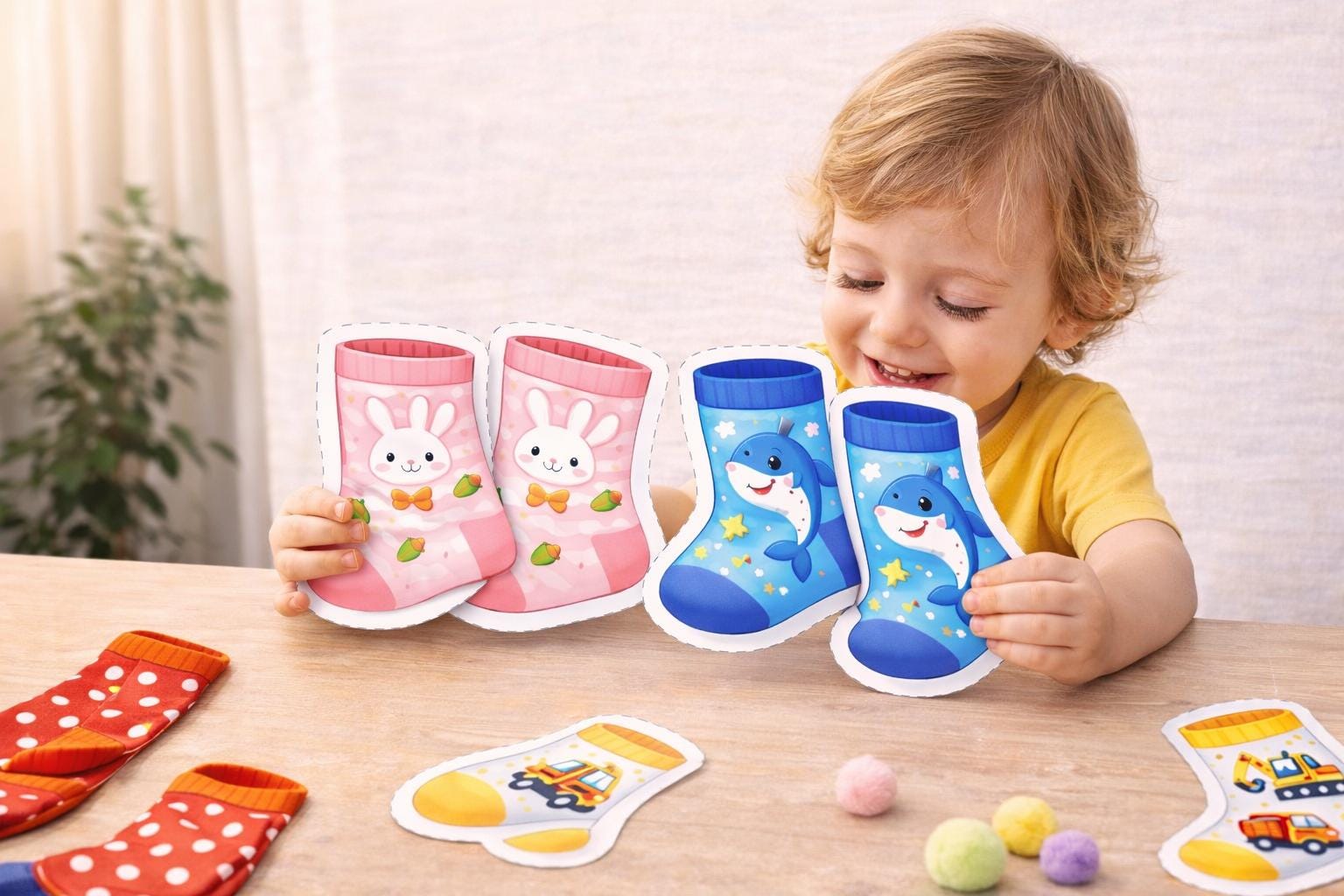 Matching Socks Game:montessori Memory Skills Activity(pdf),kids ...